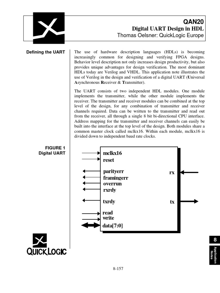 Uart Design Pdf Hardware Description Language Electronic Engineering