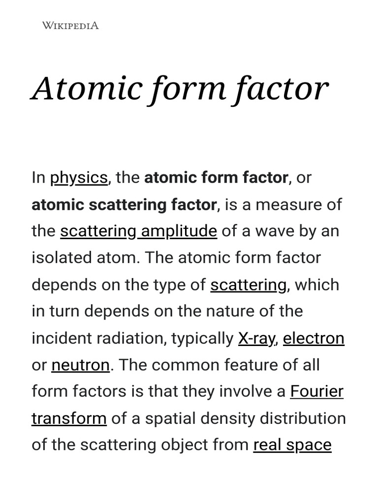 Atomic form factor - Wikipedia | PDF | Physics | Applied And ...