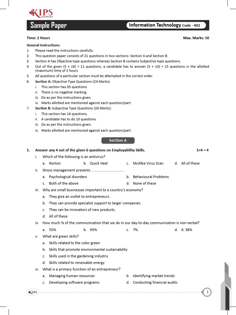 IT 402 LibreOffice-10 Sample Paper - 1 | PDF | Databases | Spreadsheet