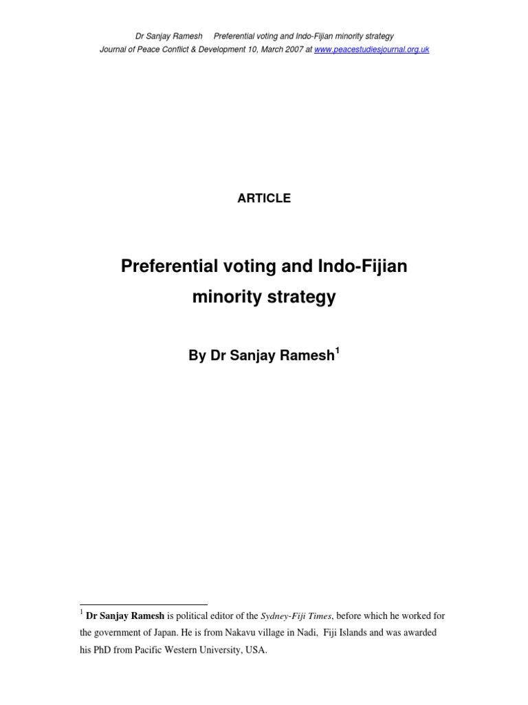 Electoral Reform in Fiji: AV System Analysis | PDF | Voting System | Fiji