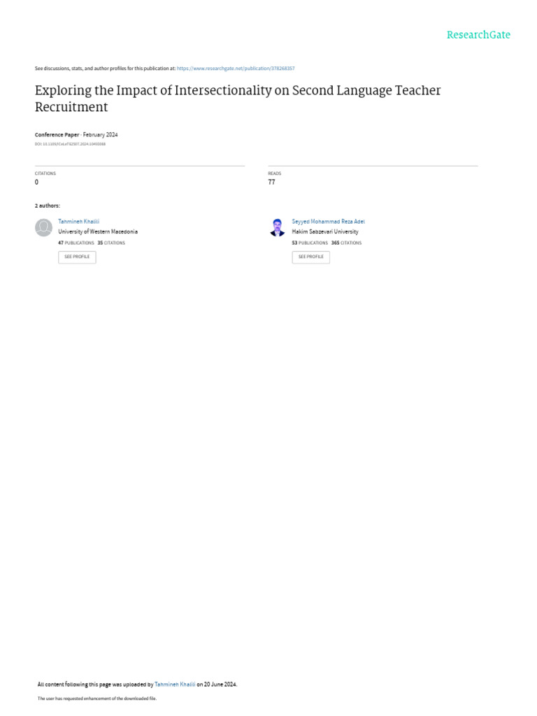 Exploring the Impact of Intersectionality on Second Language Teacher ...