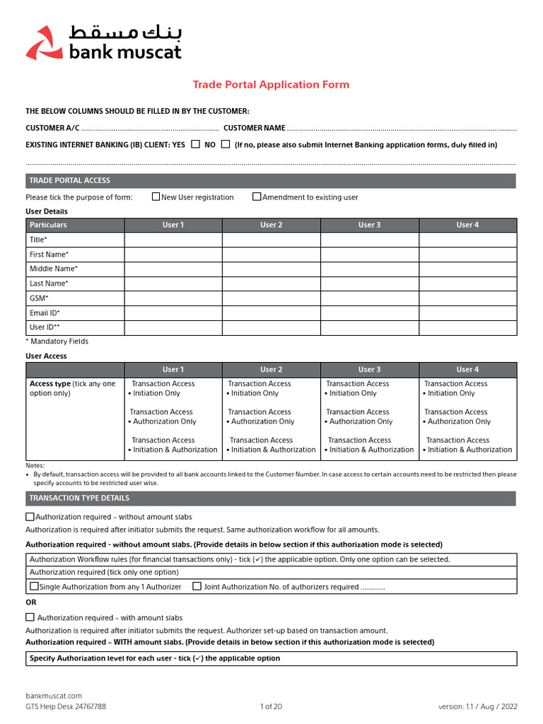 Trade Portal User Access Form | PDF | Banks | Indemnity