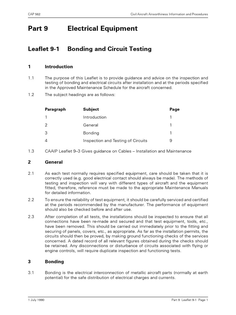 Aircraft Electrical Bonding Testing Guide | PDF | Switch | Electrical ...