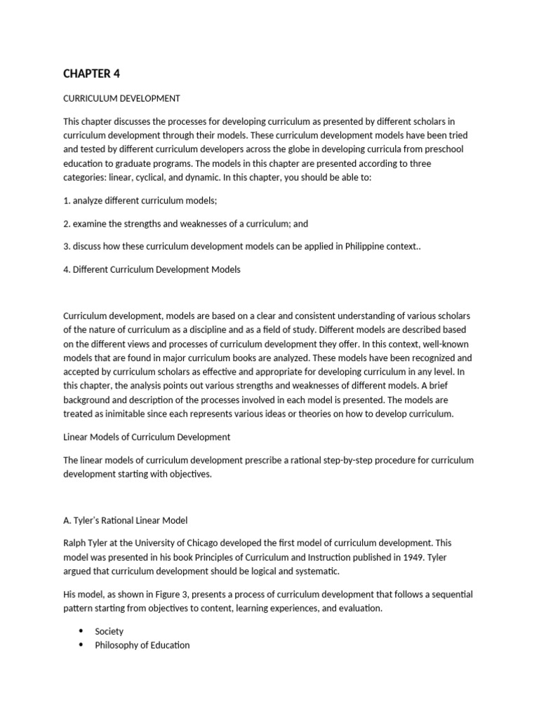Chapter 4 - Curriculum Development | PDF | Curriculum | Educational ...