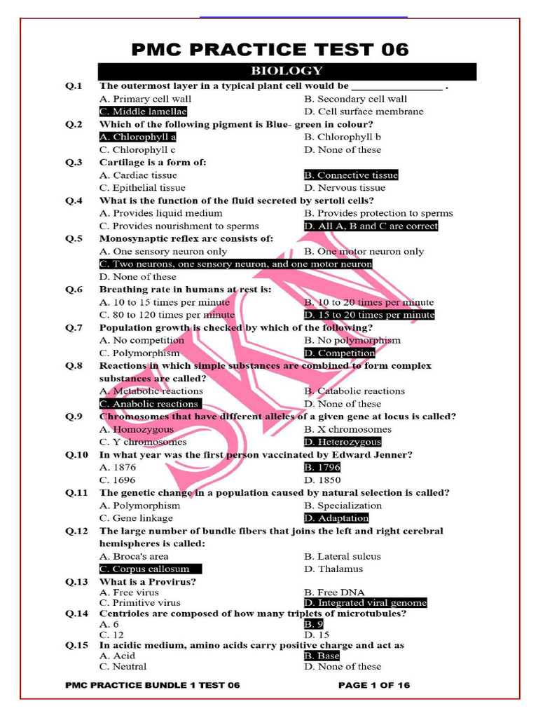 PMC Paid Practice Test 06 Bundle 1 Plspot | PDF