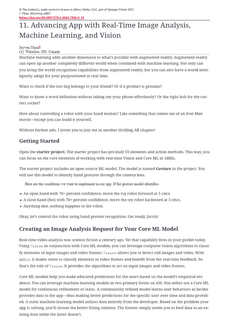 Advancing App With Real-Time Image Analysis, Machine Learning, and Vision - Mastering ARKit ...