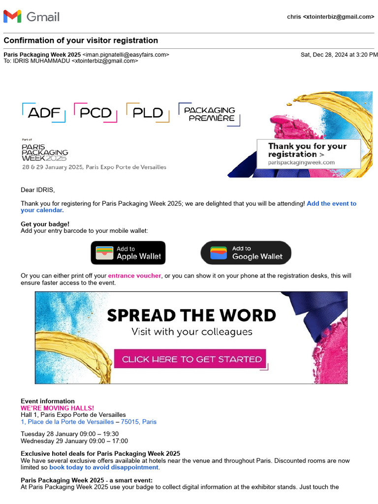 Gmail - Confirmation of Your Visitor Registration | PDF