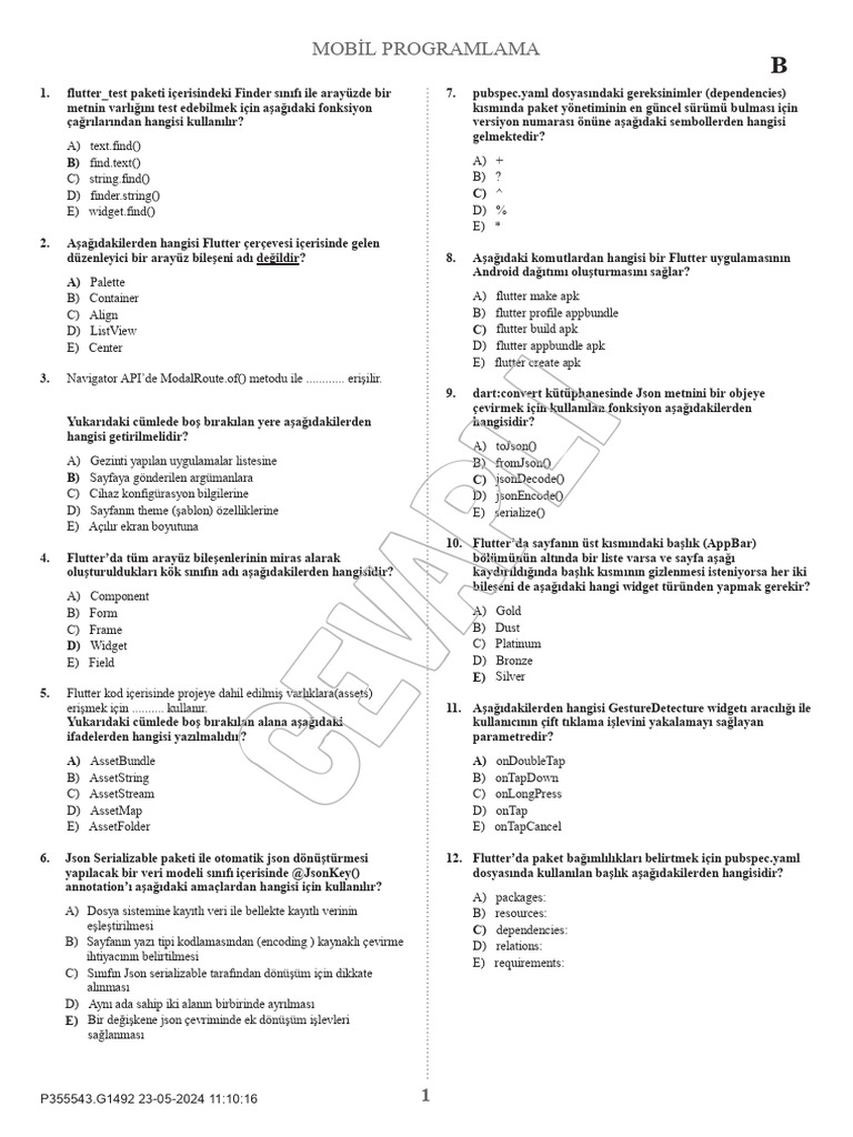 Mobil Programlama B_240701_012343 | PDF