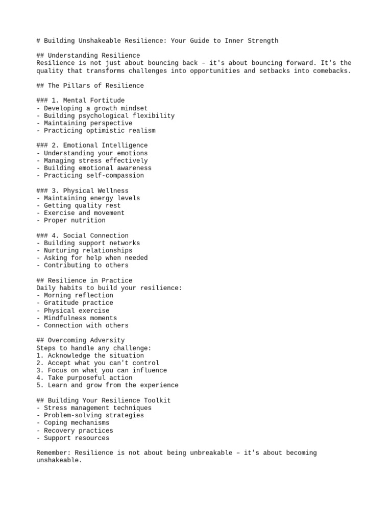 Unshakeable Resilience Guide | PDF