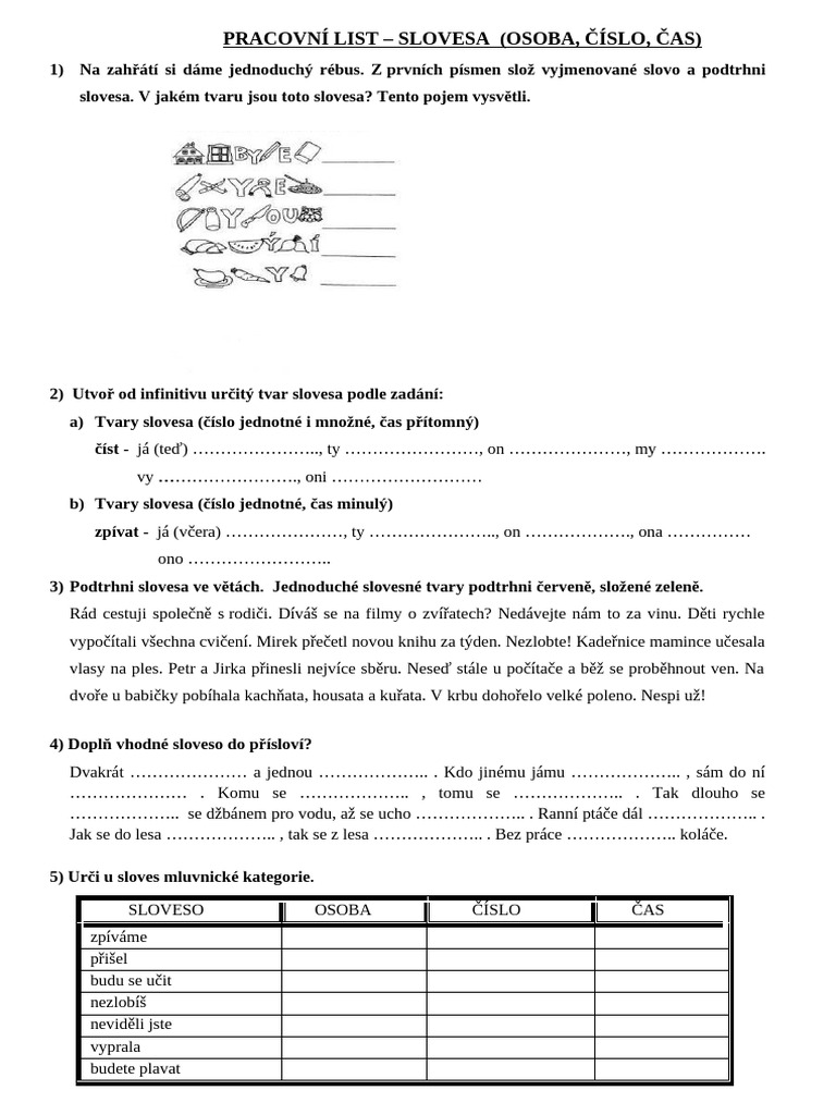 PL Slovesa Osoba Cislo Cas | PDF