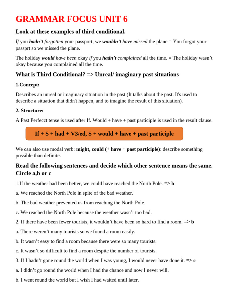 Grammar Focus Unit 6 | PDF