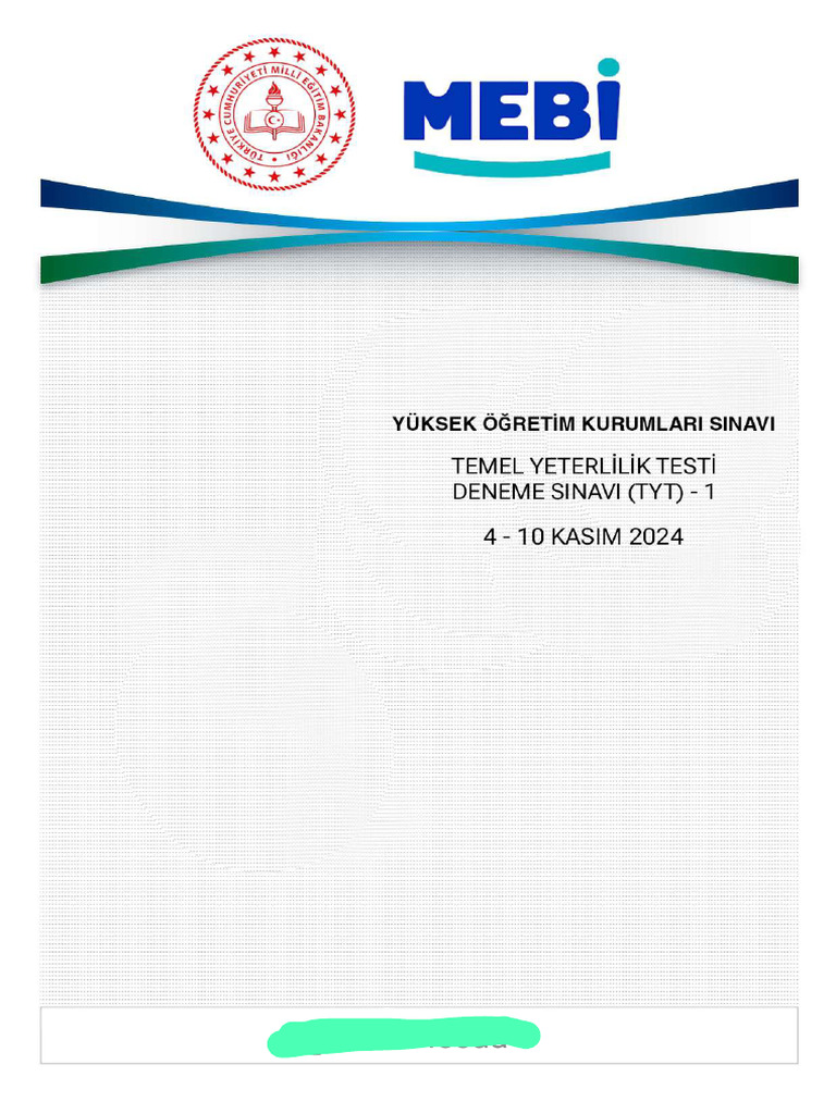MEBİ TYT DENEME SINAVI -1 PDF_241113_211724 | PDF