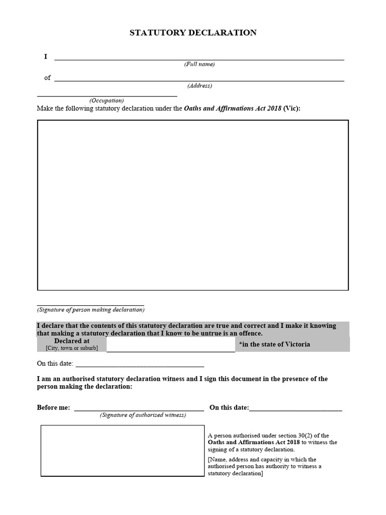 Statutory Declaration Form (1) | PDF