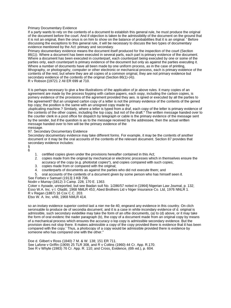 Understanding Primary and Secondary Evidence | PDF