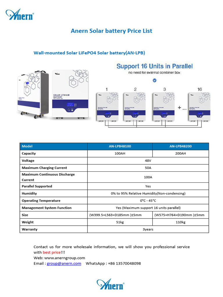 Anern Solar Battery Price List 2024 | PDF | Metrology | Battery ...