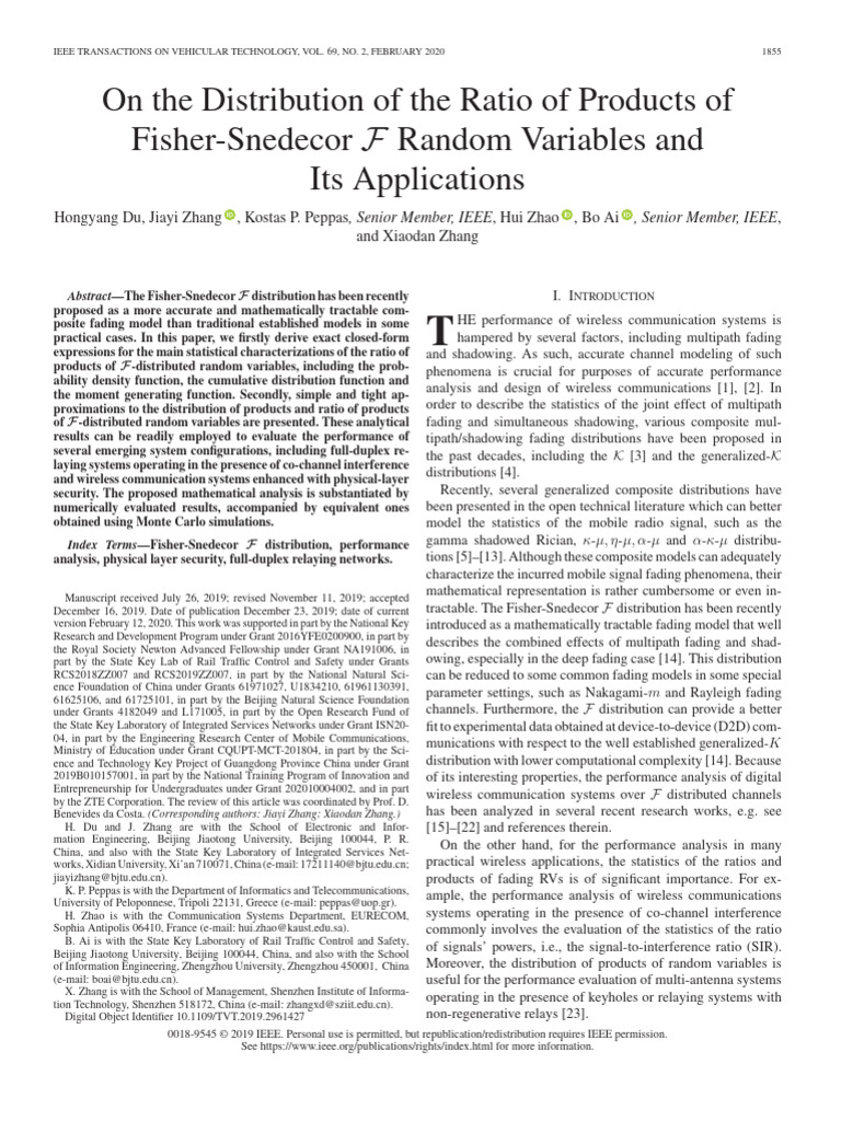 On The Distribution of The Ratio of Products of Fisher-Snedecor Mathcal ...