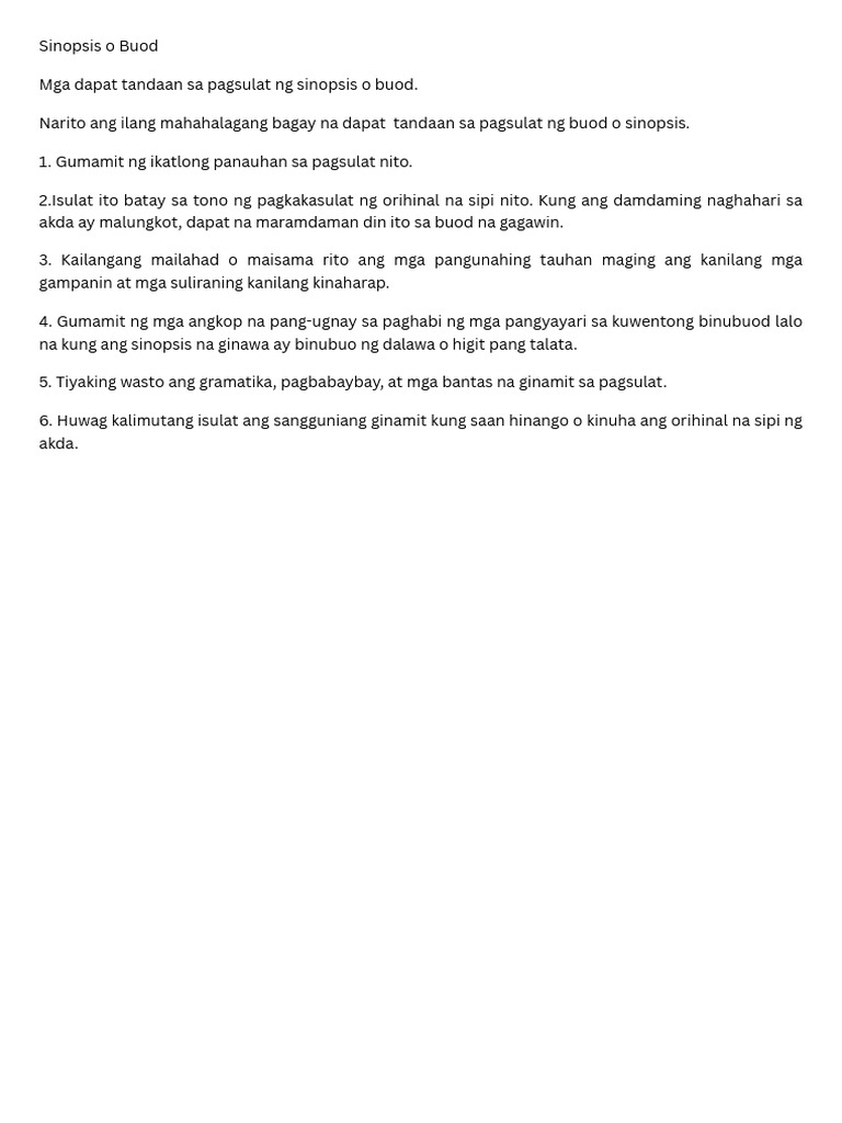 Sinopsis o Buod - 20241204 - 161301 - 0000 | PDF