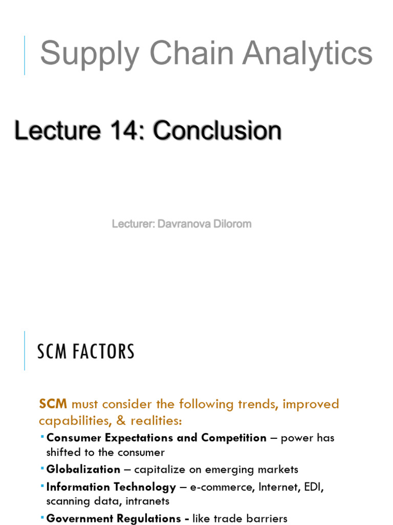 Lec14. Supply Chain Analytics | PDF | Supply Chain | Supply Chain Management