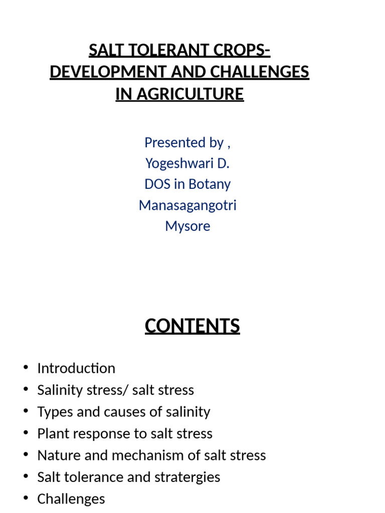 Salt Tolerant Crops | PDF | Soil | Sodium