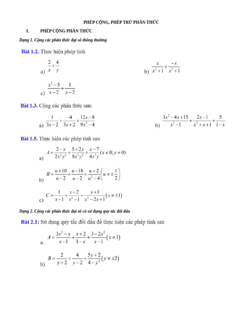 Phép C NG, Phép TR Phân TH C | PDF