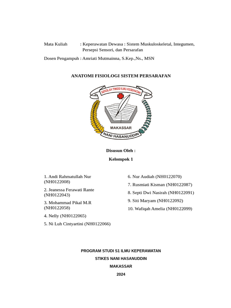 Anatomi Fisiologi Sistem Persarafan | PDF