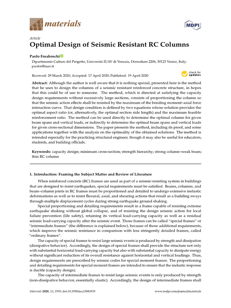 Optimal Design of RCC Column | PDF | Strength Of Materials ...