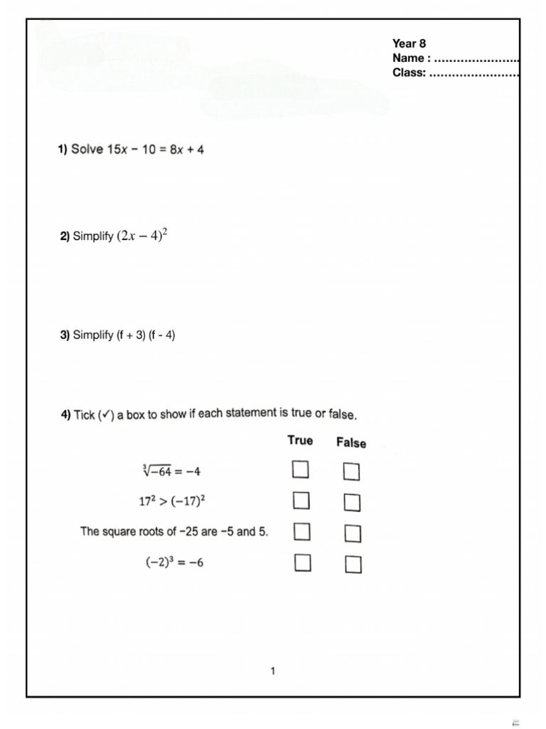 1st Term G8 Revision | PDF