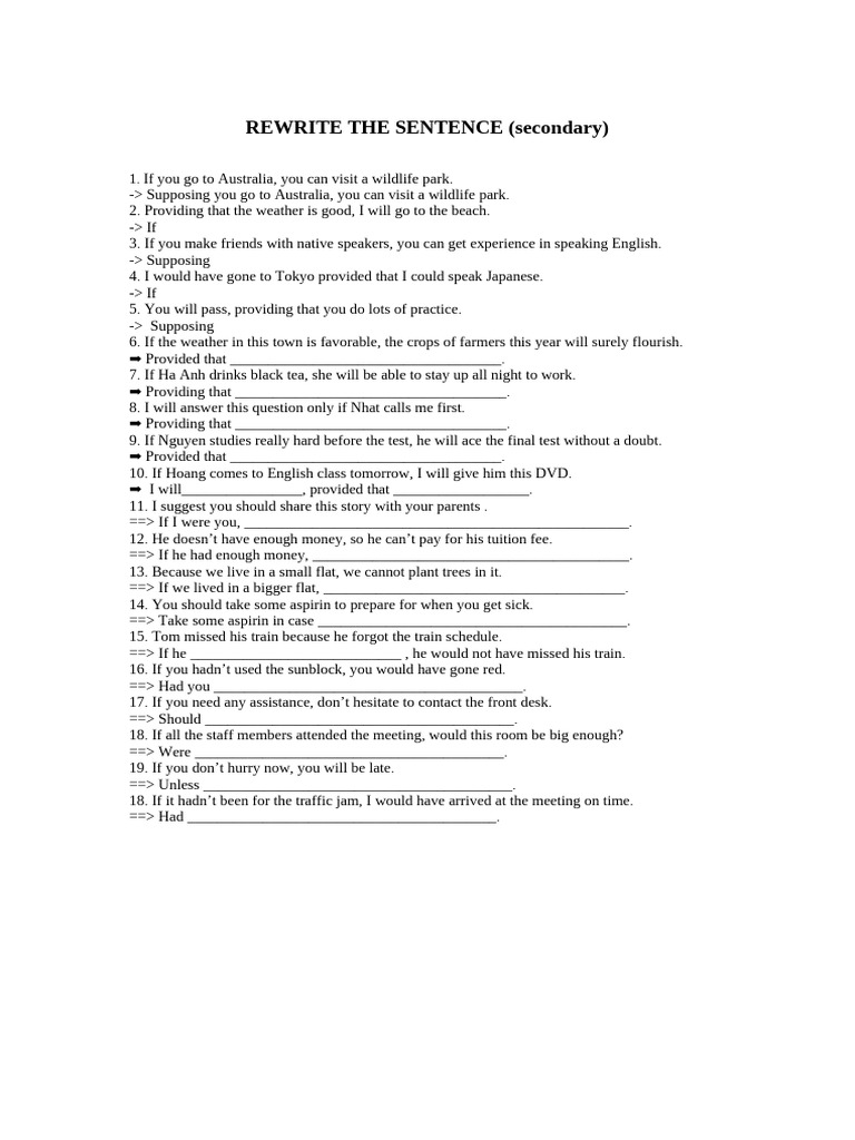 REWRITE THE SENTENCE (ans) | PDF