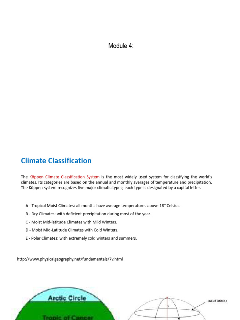 Module 4 Types of Climates | PDF | Precipitation | Oceans