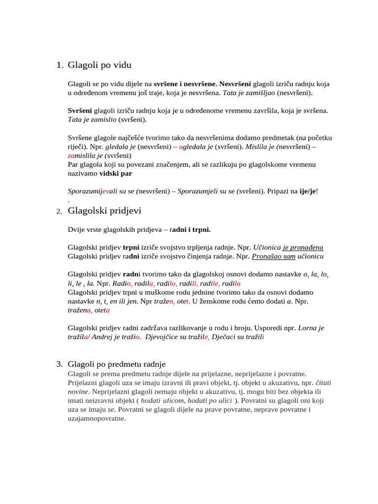 Glagoli Po Vidu, Luka | PDF