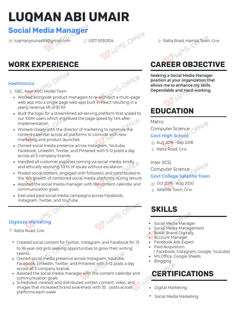 Resume Insert Watermark | PDF | Social Media | Popular Culture & Media ...