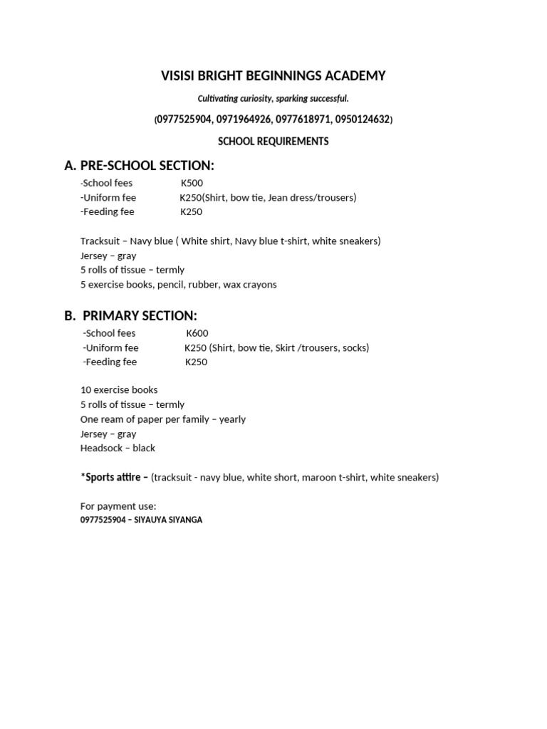 Msisi School Admission Requirements | PDF