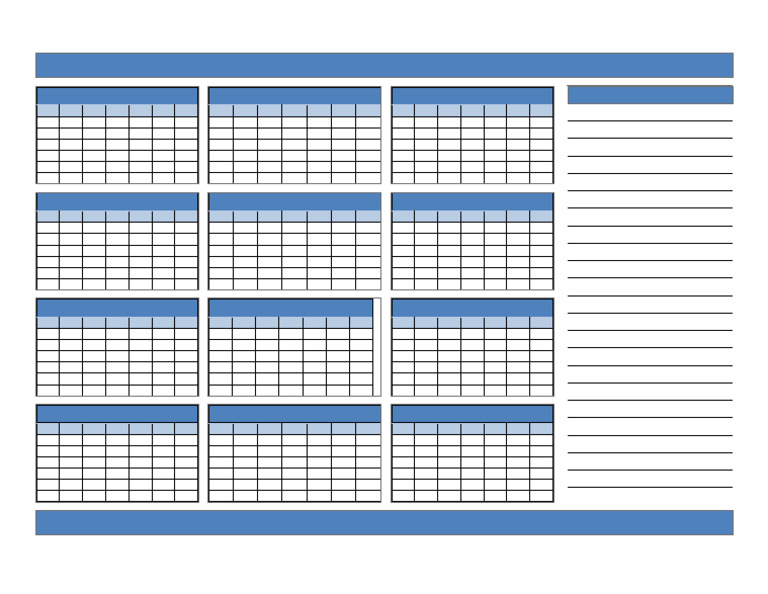 2025-Blank-12-Month-Calendar-One-Page (Blue) | PDF