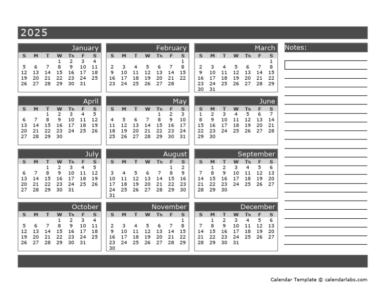 2025 Printable One-Page Calendar | PDF