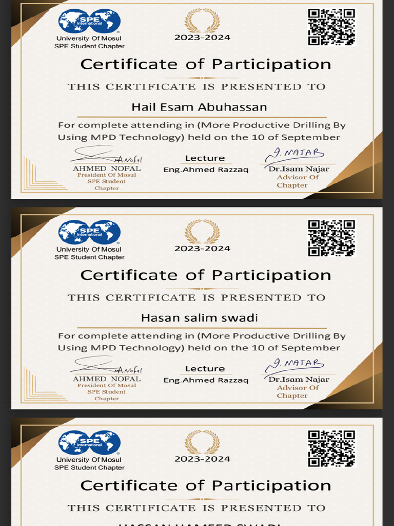 Certificate of Participation in MPD Technology | PDF