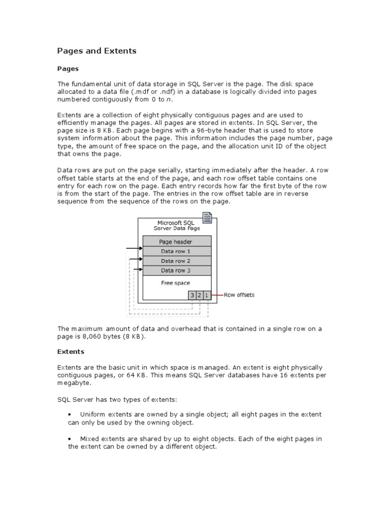 Sql Server Pages And Extents Architecture Pdf Microsoft Sql
