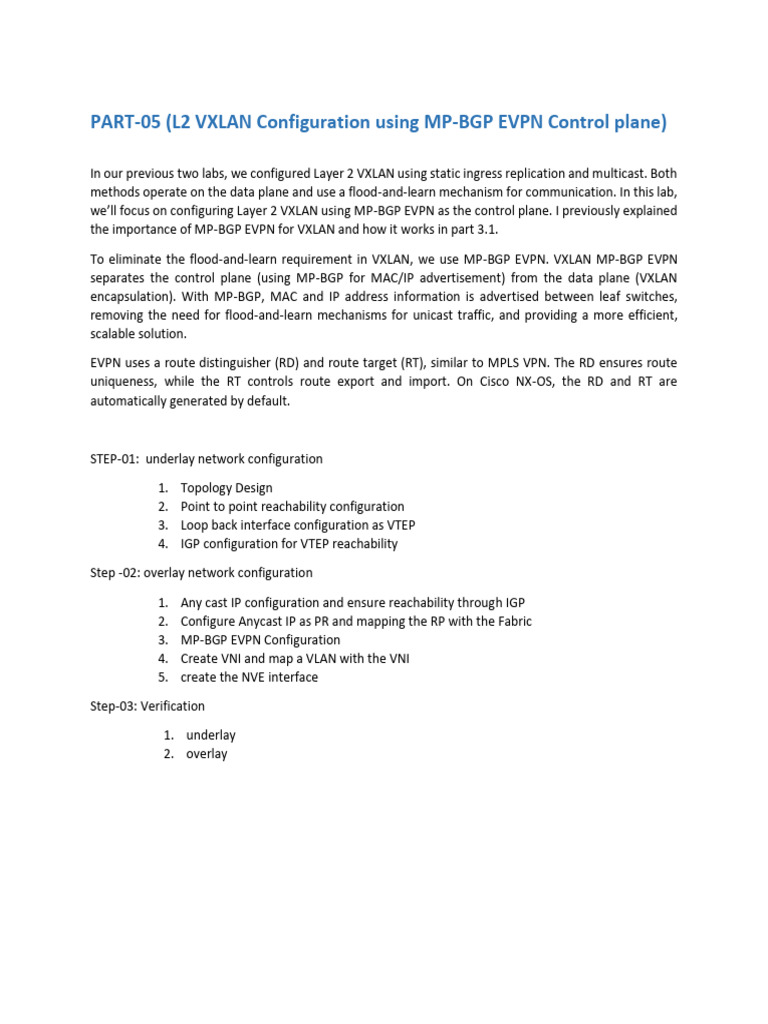 Part-05 (l2 Vxlan Configuration Using MP-BGP Evpn) | PDF | Ip Address | Internet Protocols