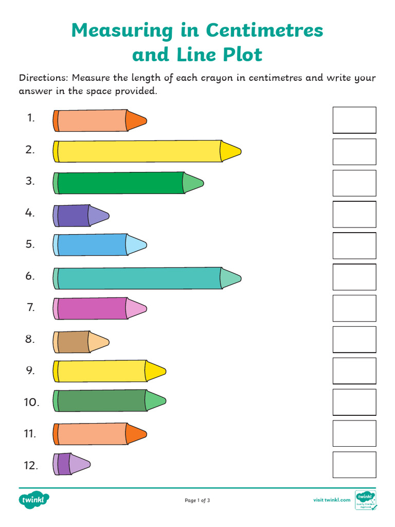 T N 10141 Measuring in Centimetres and Line Plot Activity Sheet - Ver ...