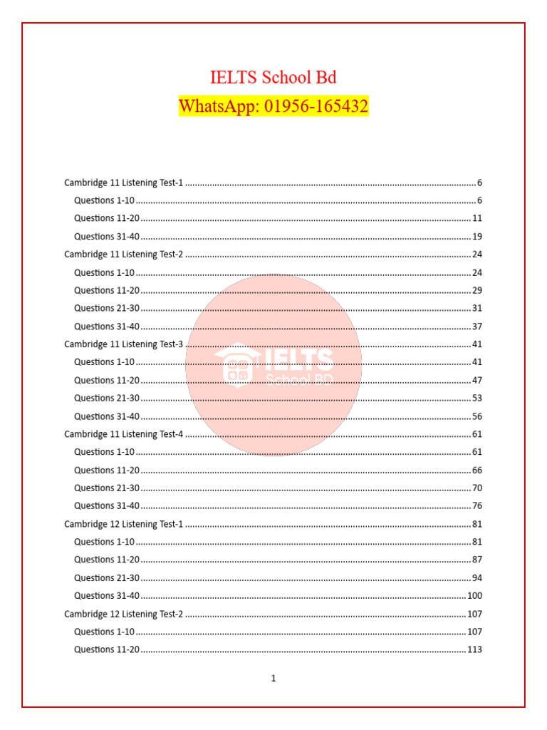 Cambridge 11-18 Listening All Paraphrase (1) | PDF