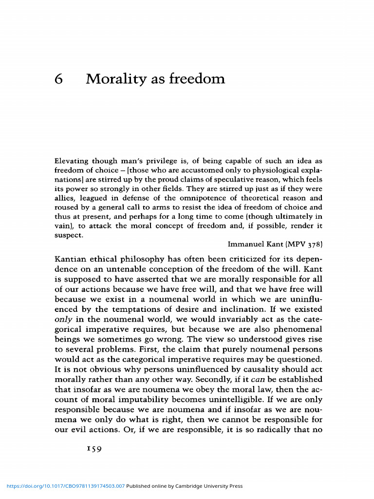 Morality as Freedom | PDF | Immanuel Kant | Free Will