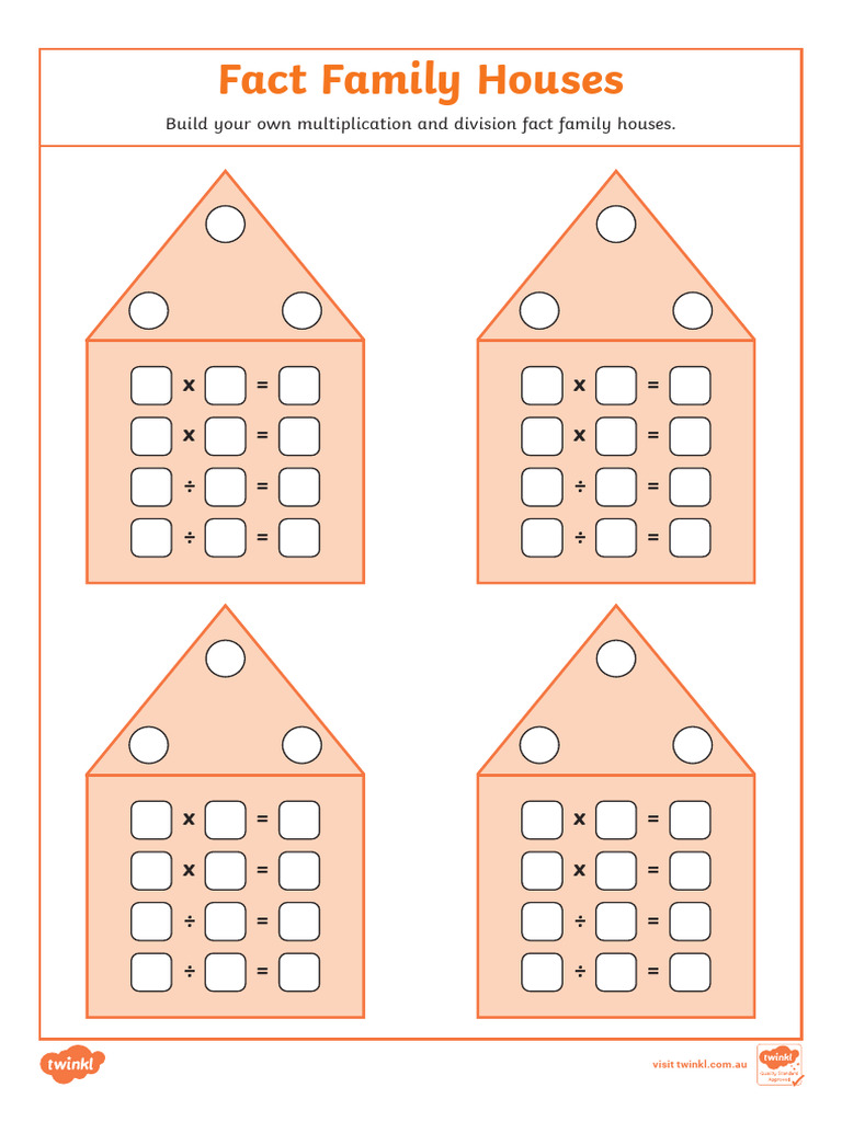 Au n 2548965 Blank Fact Family Houses Multiplication and Division Ver 3 ...