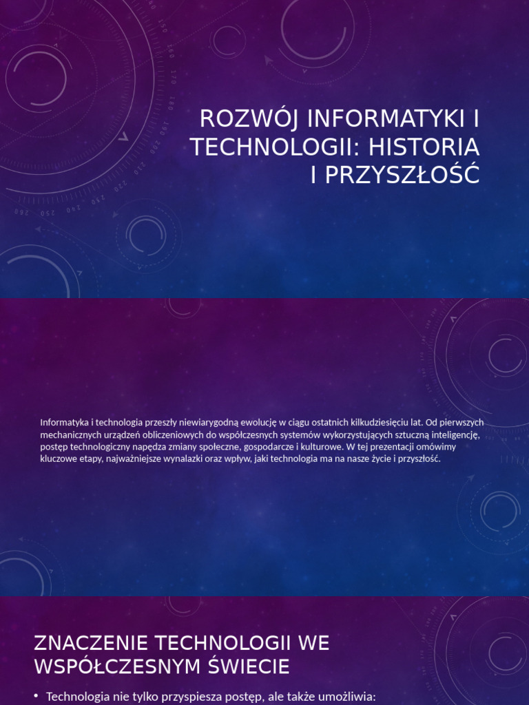 Prezentacja Informatyka Rozwój Technologi | PDF