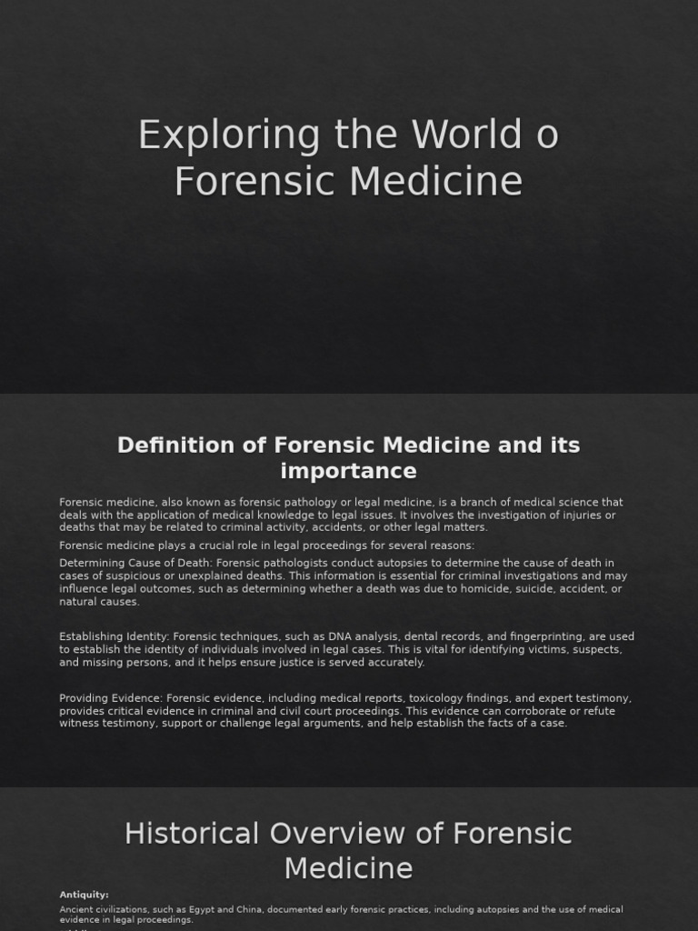 Exploring The World o Forensic Medicine | PDF | Forensic Science ...