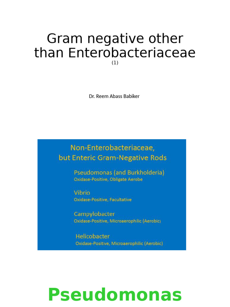 Gram Negative Other Than Enterobacteriaceae 1 | PDF | Pseudomonas ...