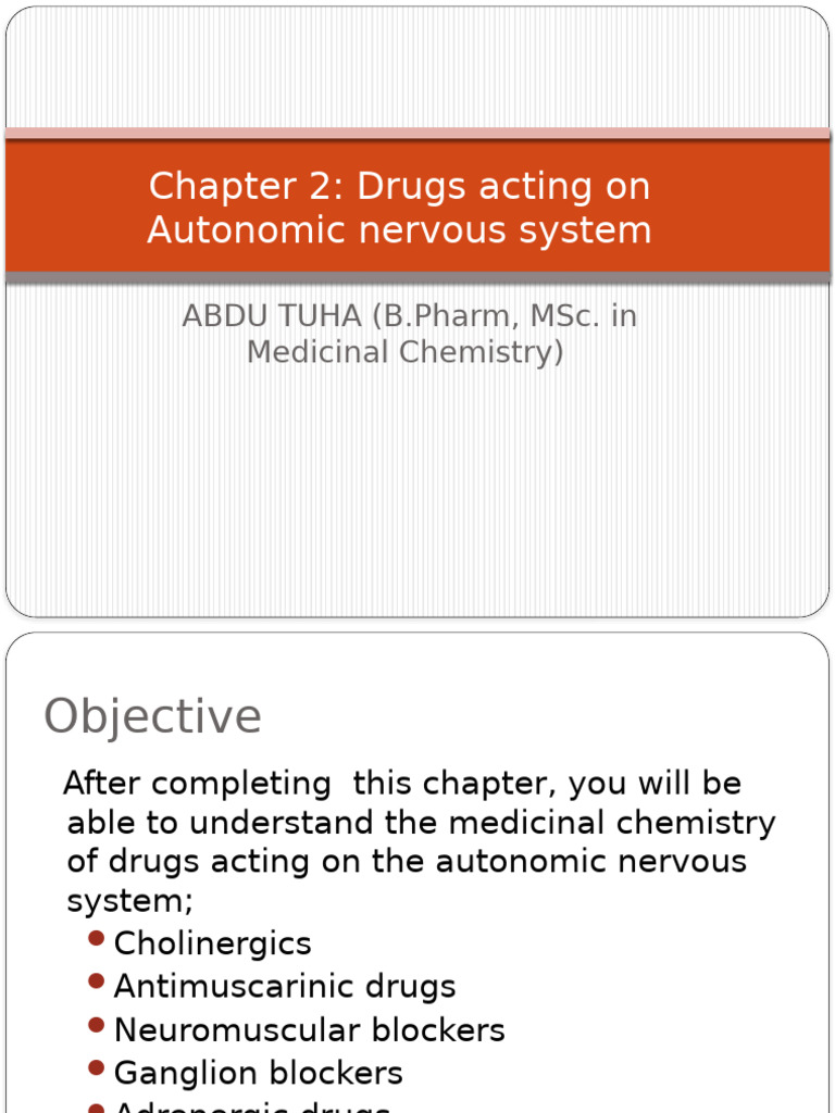 Autonomic Nervous System Drug Chemistry | PDF | Acetylcholine | Chemical Synapse