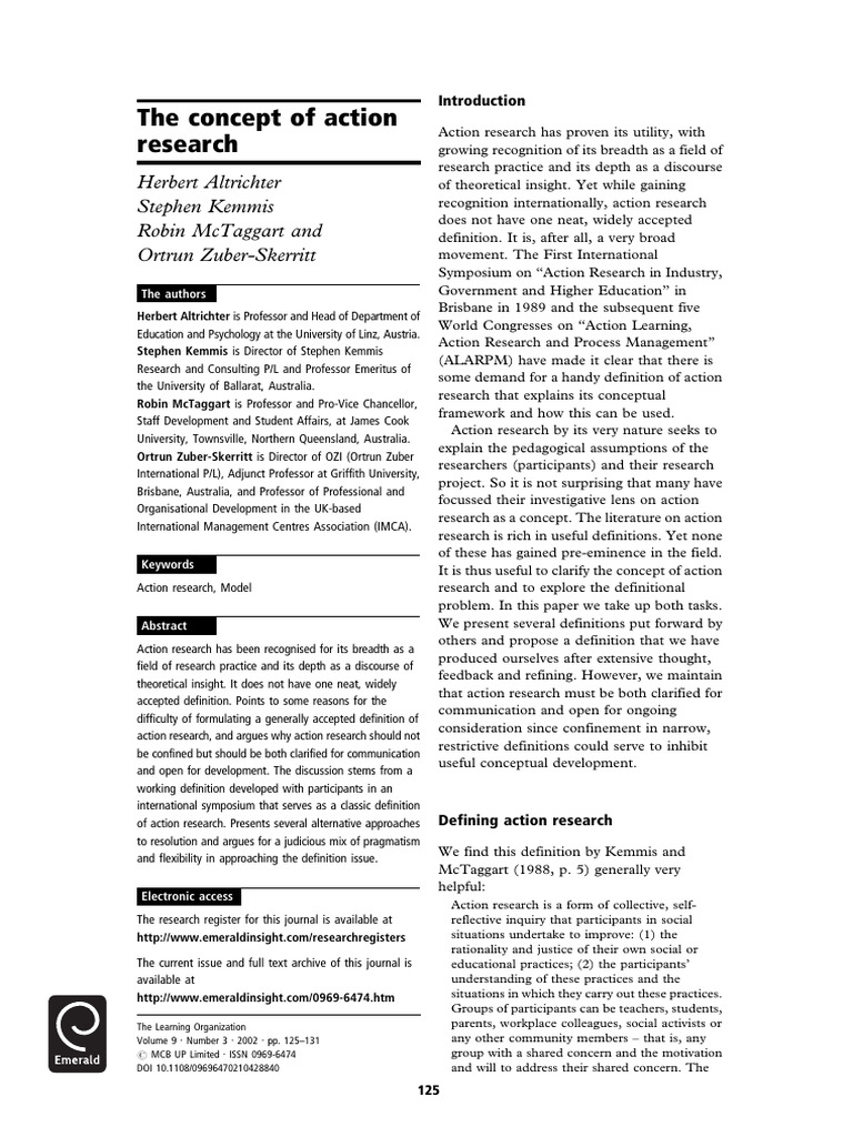 The Concept of Action Research | PDF | Action Research | Definition