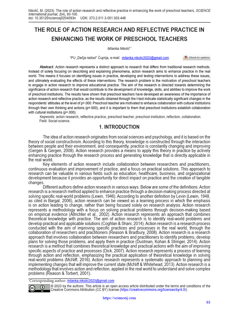 Enhancing Preschool Teaching through Action Research | PDF | Action ...