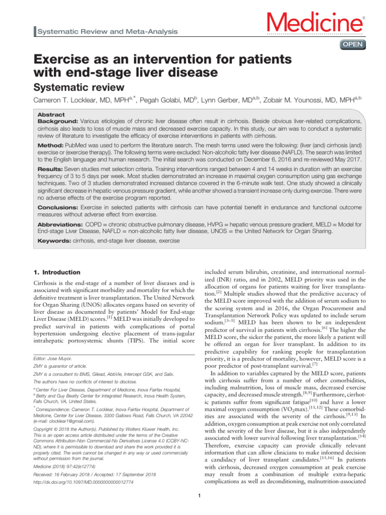 Exercise As An Intervention For Patients | PDF | Cirrhosis | Clinical ...
