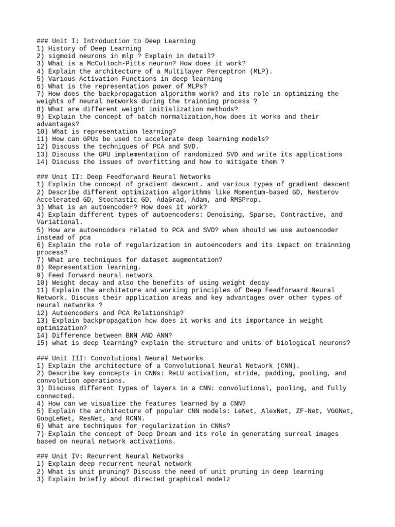 Endsem Deep Learning Important | PDF | Artificial Neural Network | Deep Learning