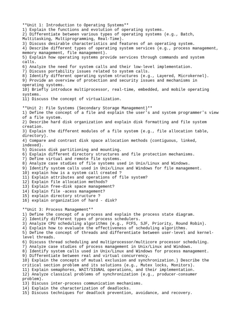 Endsem Operating System Imp Questions | PDF | Process (Computing) | Scheduling (Computing)